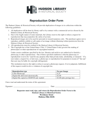 Fillable Online Reproduction Order Form - Summit Memory Fax Email Print ...