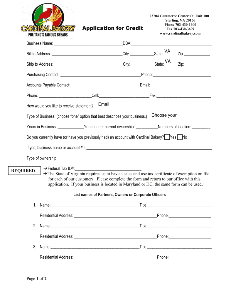 Fillable Online Welcome to Cardinal Bakery, a wholesale bakery in ...