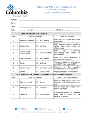 Fillable Online Stormwater BMP Owner Inspection Form Catch Basin ...