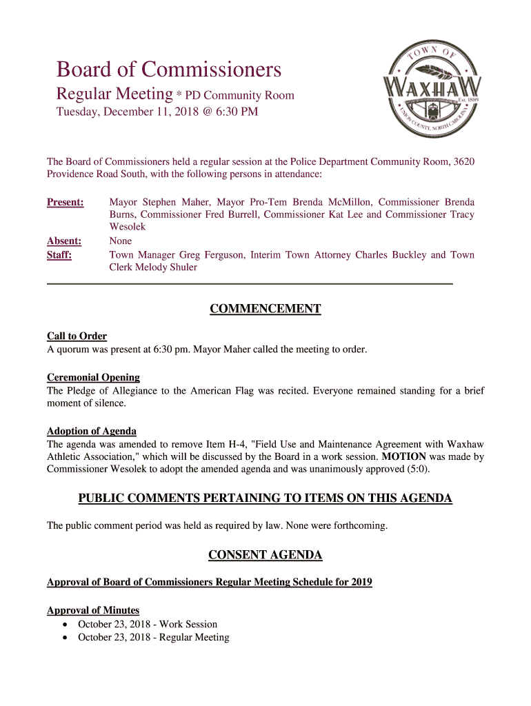 Fillable Online Burns, Commissioner Fred Burrell, Commissioner Kat Lee ...