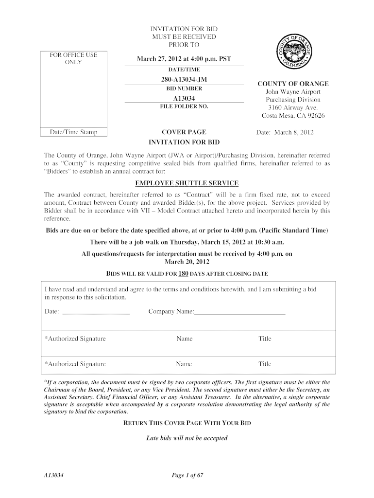 Fillable Online 280-A13034-JMEmployee Shuttle Services - Model Contract ...