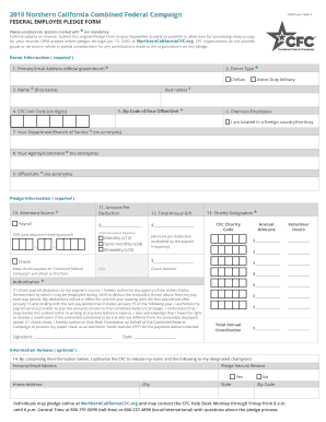 Fillable Online 2019 CFC Employee Pledge Form. 2019 CFC Employee Pledge ...