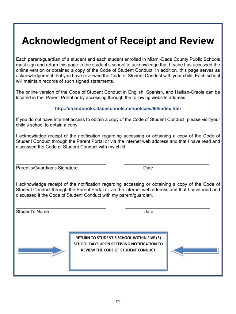 Fillable Online Code of Student Conduct Acknowledgement Form Fax Email ...
