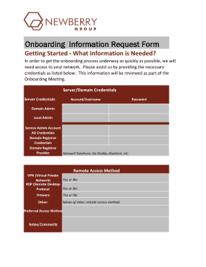 Fillable Online PDF Onboarding Information Request Form - The Newberry ...