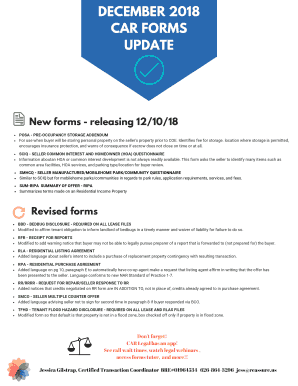 Fillable Online C.A.R. December 2018 Forms ReleasePart 1Broker Risk ...