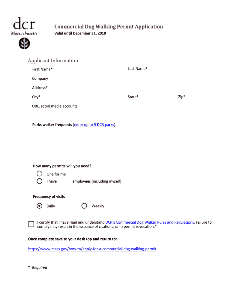 Fillable Online Fill - Free fillable Dog Walking Permit Form-2-19 PDF ...