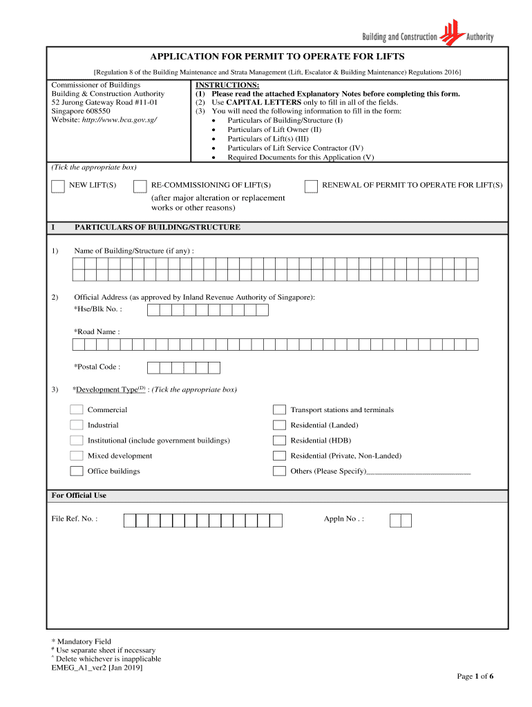 Fillable Online APPLICATION FOR PERMIT TO OPERATE FOR LIFTS Fax Email ...