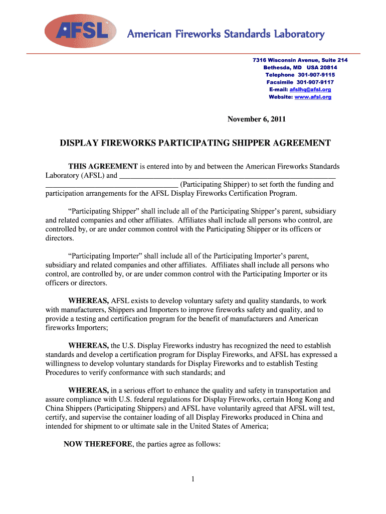 Fillable Online Display FireworksAmerican Fireworks Standards ...