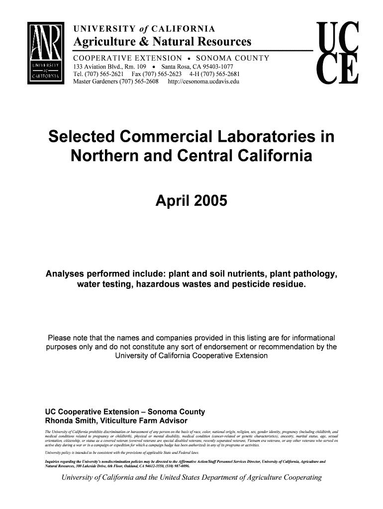 Fillable Online UC Cooperative Extension County Contacts - UC Small ...