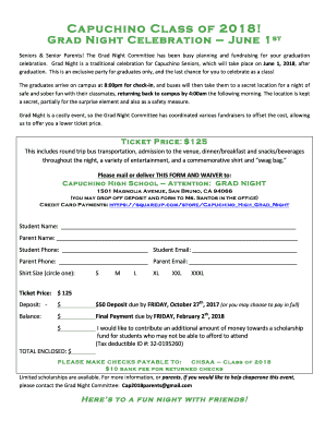 Fillable Online 2018 Grad Night Order Form and Waiver Fax Email Print ...
