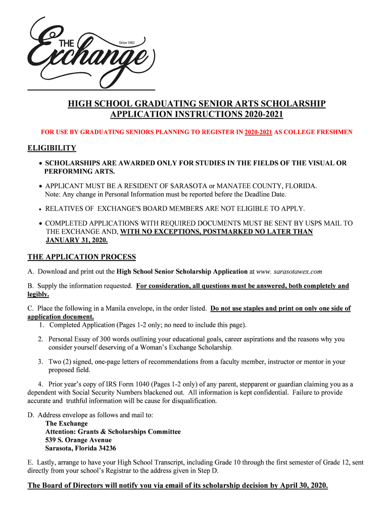 Fillable Online APPLICATION INSTRUCTIONS 2020-2021 Fax Email Print - pdfFiller