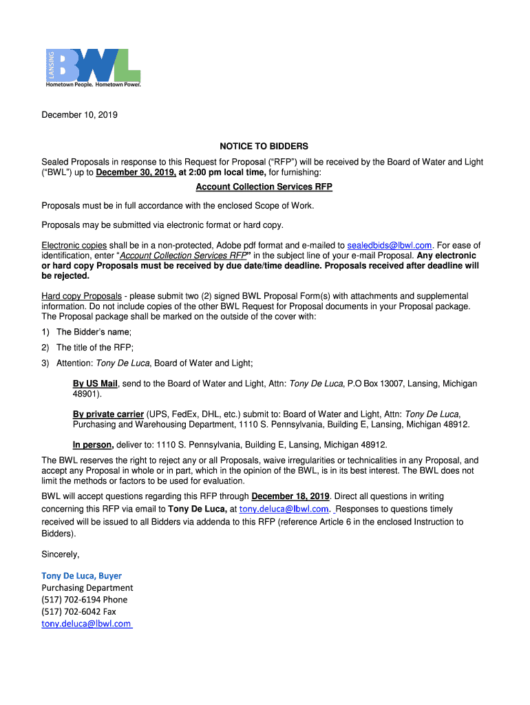 Fillable Online SEALED BID REQUEST FOR PROPOSAL Fax Email Print - pdfFiller