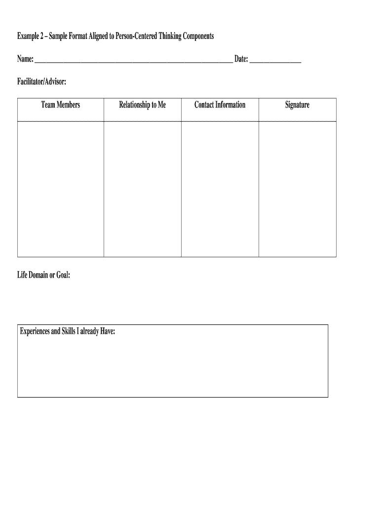 Fillable Online An Introduction to Person Centered Thinking - dhs.state ...