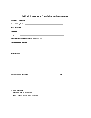 Fillable Online Official Grievance Complaint by the Aggrieved Fax Email ...