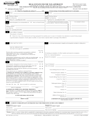 Fillable Online dor wa Real Estate Excise Tax Affidavit - Washington ...