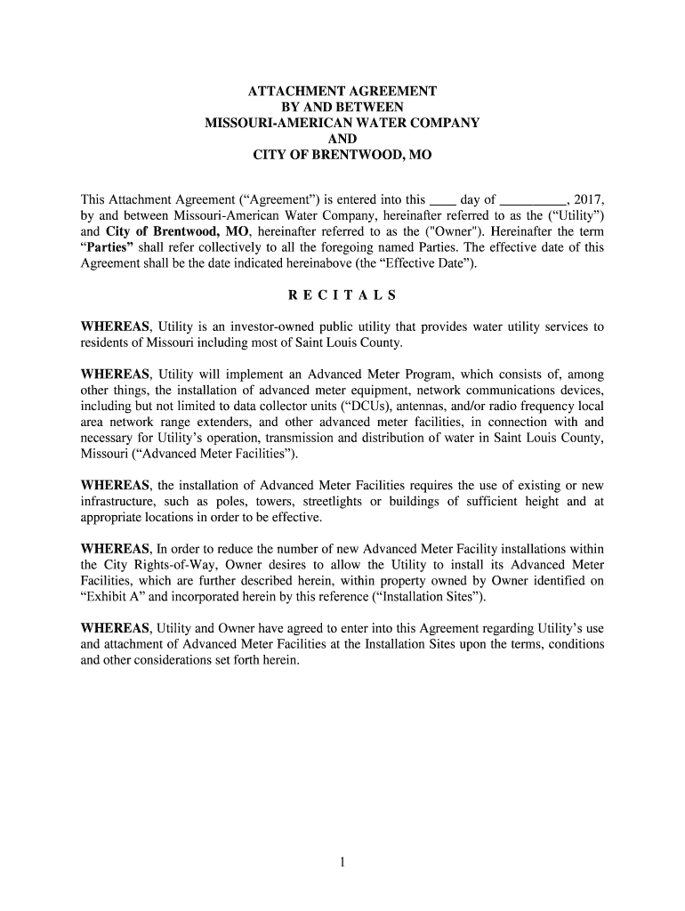 Fillable Online 1 ATTACHMENT AGREEMENT BY AND BETWEEN ... Fax Email ...