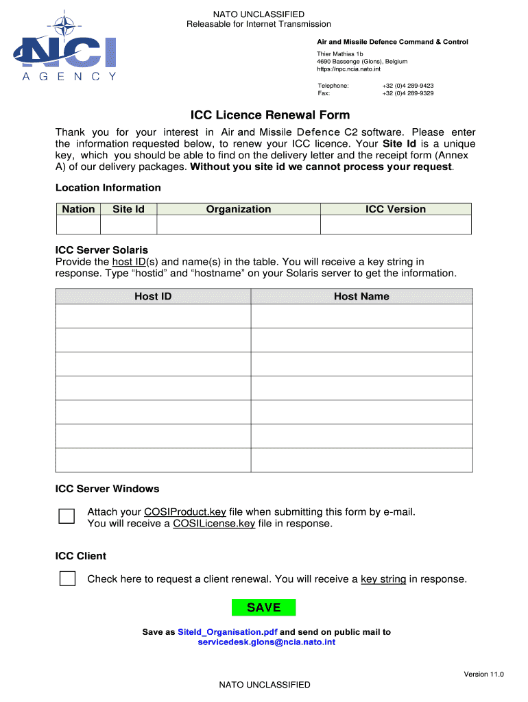 Fillable Online npc ncia nato ICC Licence Renewal Form SAVE - NATO Fax ...