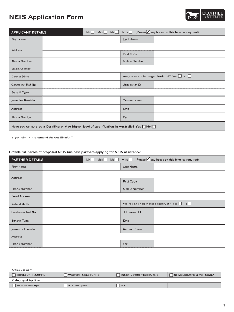 Fillable Online NEIS Application Form - AWS Fax Email Print - pdfFiller