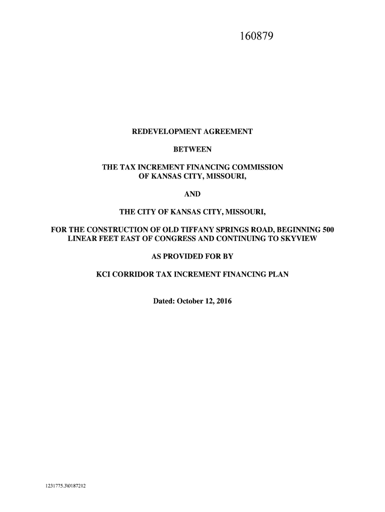 Fillable Online TAX INCREMENT FINANCING REDEVELOPMENT AGREEMENT CITY OF ...