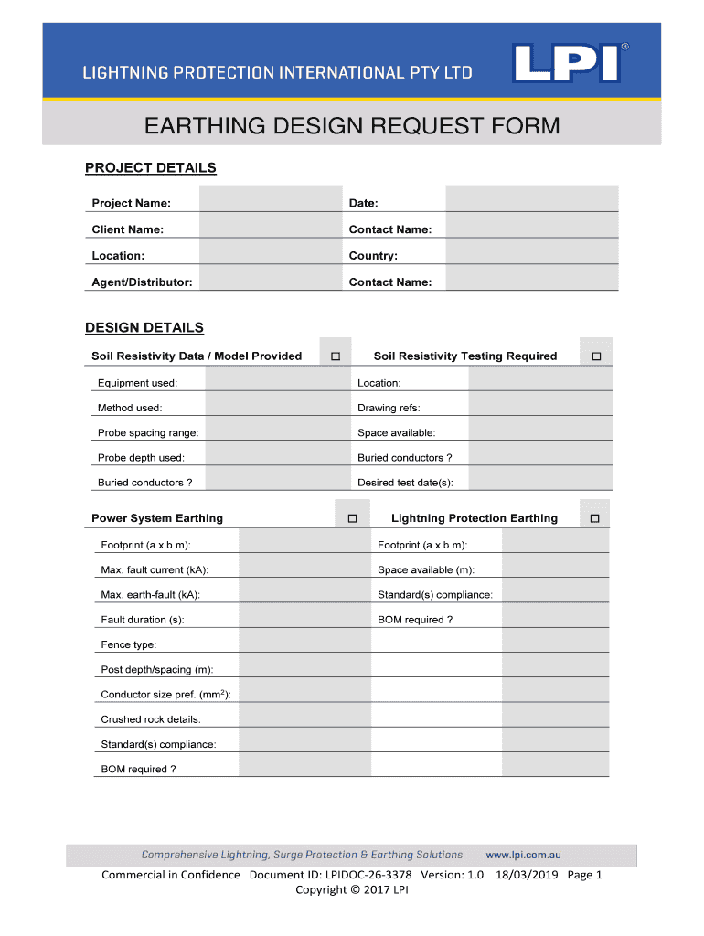 Fillable Online Design Request Form - Earthing Fax Email Print - pdfFiller
