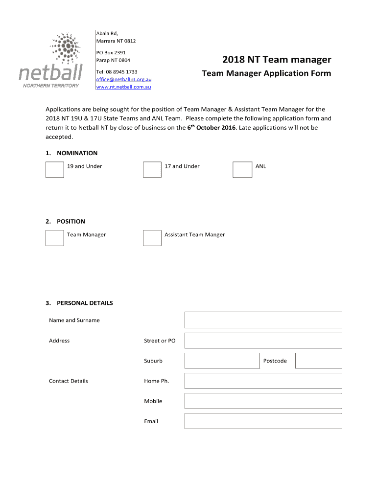 Fillable Online Participation Officer (Southern Zone) Position ...