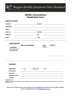Fillable Online REANZ: Conversations Registration Form Fax Email Print ...