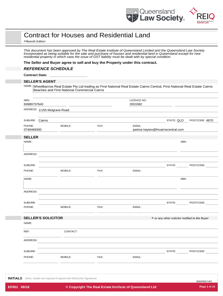 Fillable Online REIQ contracts new editions now available - Queensland ...