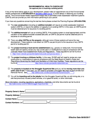 Fillable Online Environmental Health Checklist - Pitkin County Fax ...