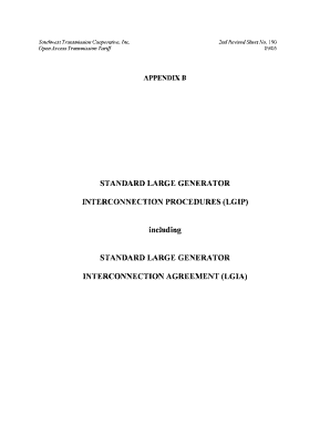 Fillable Online Large Generator Interconnection Agreement (LGIA) - Ferc ...