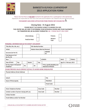 Fillable Online Learnership Application Form - Department of ...