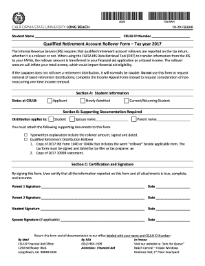 Fillable Online Qualified Retirement Account Rollover Form - Tax Year ...