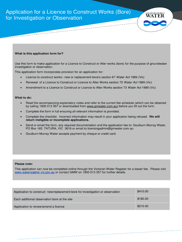 Fillable Online Application form guide Form 1 Construct a well Fax ...