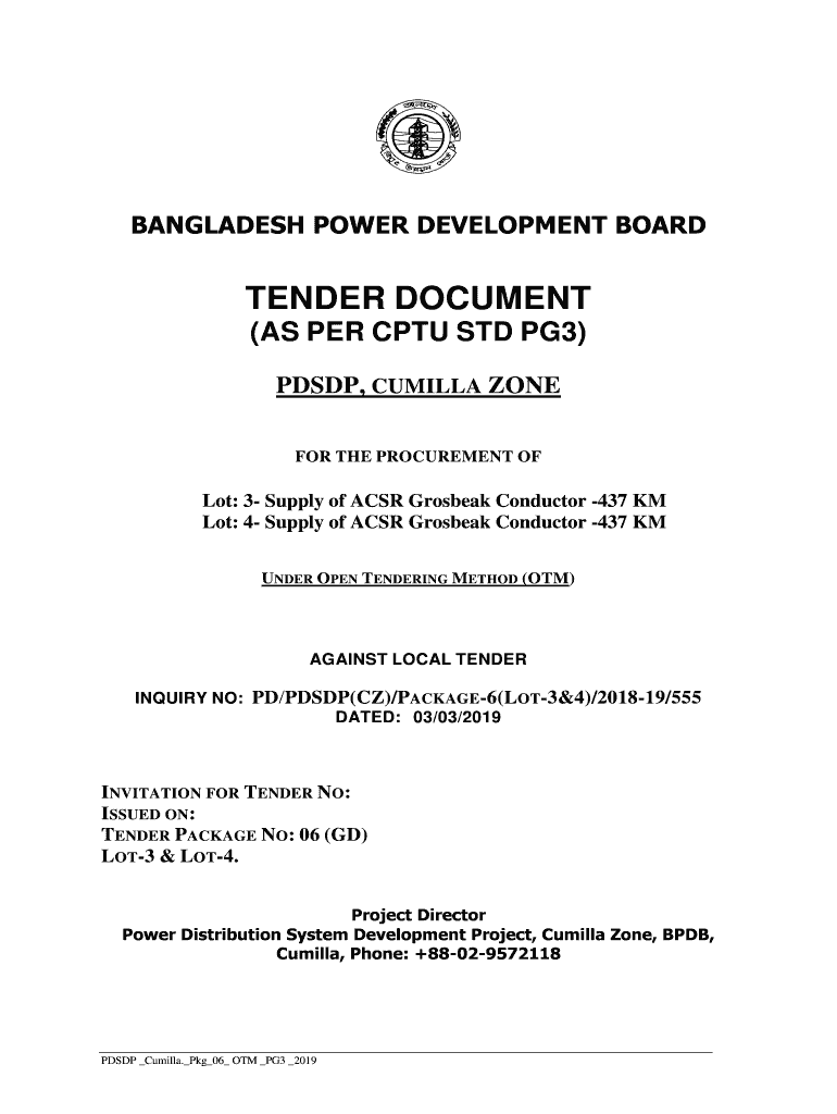 Fillable Online Standard Tender Document - CPTUCentral Procurement ...