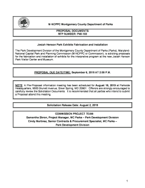 Fillable Online M-NCPPC Montgomery County Department of Parks Fax Email ...