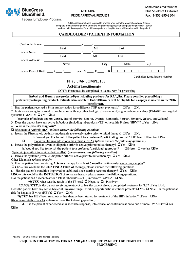 Fillable Online Prior Authorization Request Form Blue Shields online ...