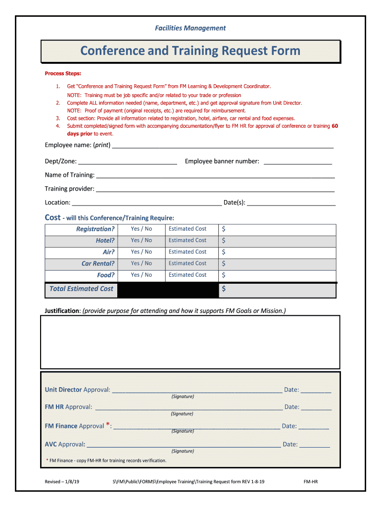 Fillable Online Conference and Training Request Form Fax Email Print ...