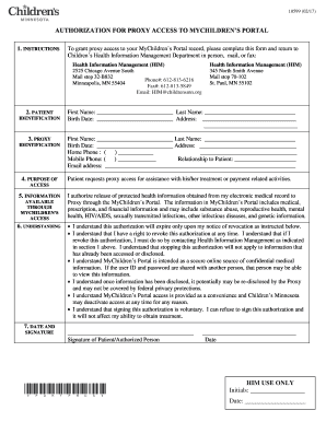 Fillable Online Authorization for proxy access to MyChildren's portal ...