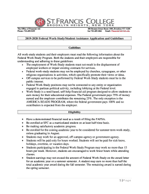 Fillable Online 2019-2020 Federal Work-Study/Student Assistance ...