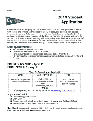Fillable Online 11th GRADERS, APPLY TO JOIN COLLEGE VISIONS! Fax Email ...
