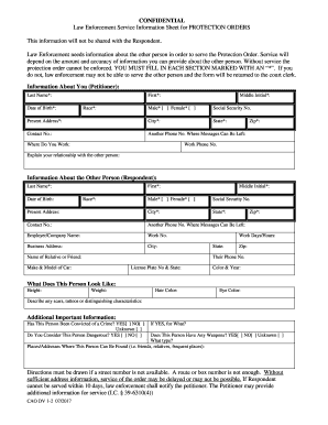 Fillable Online isc idaho Law Enforcement Service Information Sheet for ...