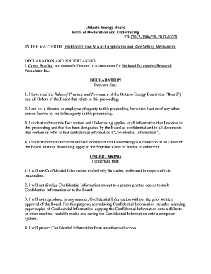 Fillable Online Ontario Energy Board Form of Declaration and ...