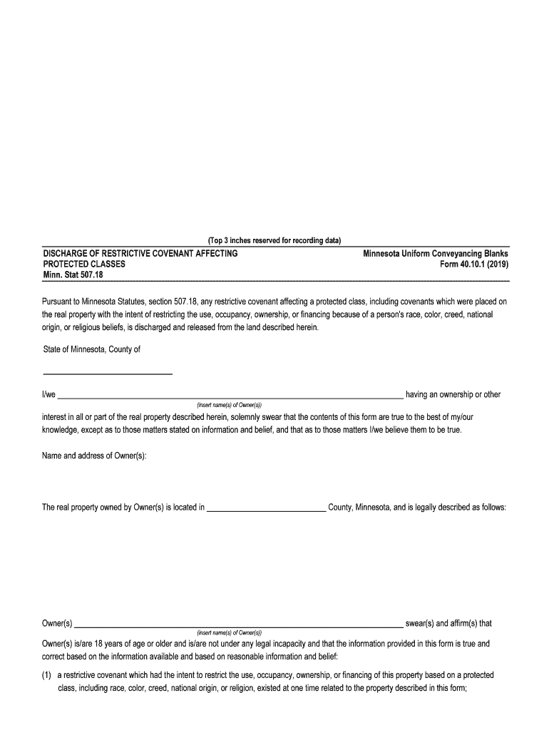 Fillable Online DISCHARGE OF RESTRICTIVE COVENANT AFFECTING ... Fax ...