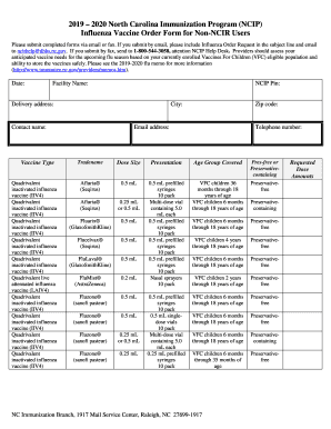 Fillable Online TO: North Carolina Immunization Program (NCIP ... - Flu ...