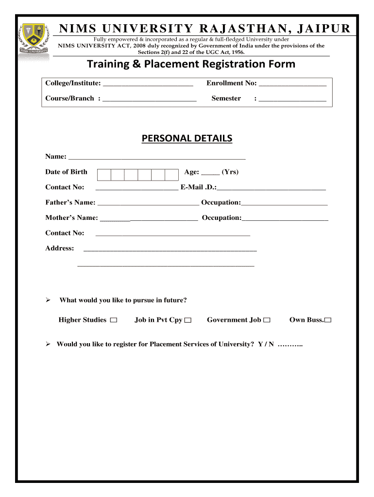 Nims University Marksheet Download Pdf - Fill Online, Printable ...