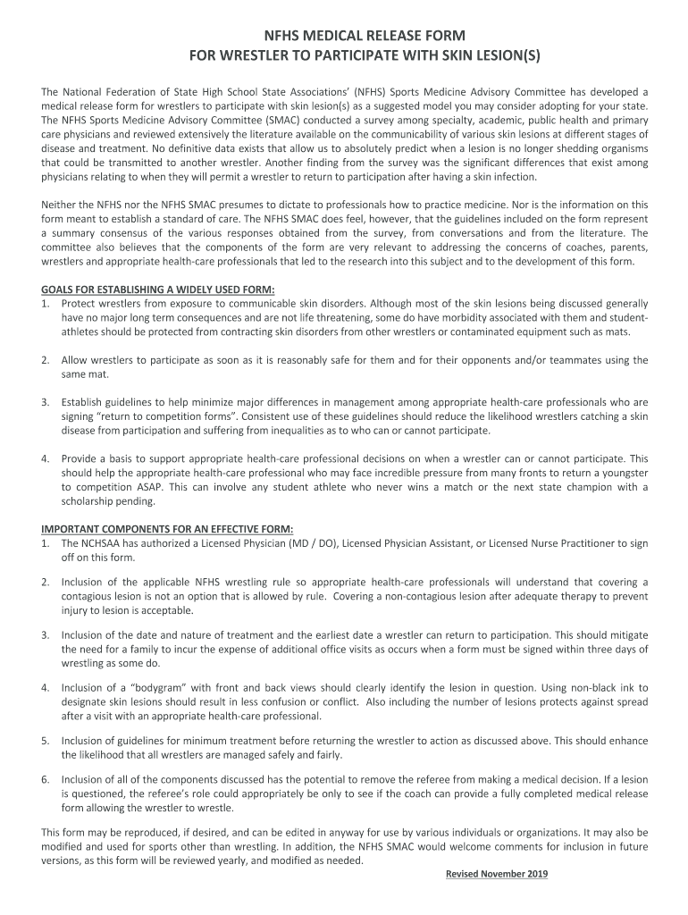 Fillable Online Wrestling Skin Lesion Form REV 1119.docx Fax Email ...