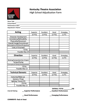 Fillable Online Main stage adjudication form - Educational Theatre ...