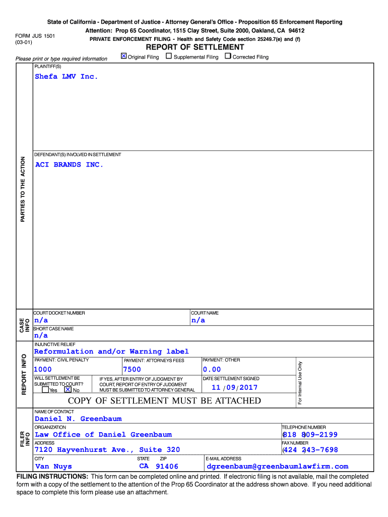 Fillable Online oag ca ACI BRANDS INC Fax Email Print - pdfFiller
