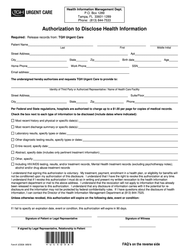 Fillable Online Florida Authorization To Disclose Health Information ...