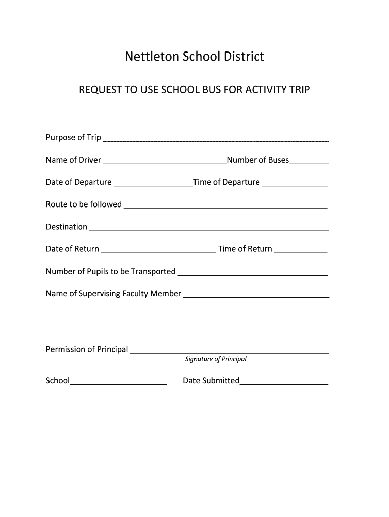 Fillable Online Trip Sheet TO USE SCHOOL BUS FOR ACTIVITY TRIP Fax ...