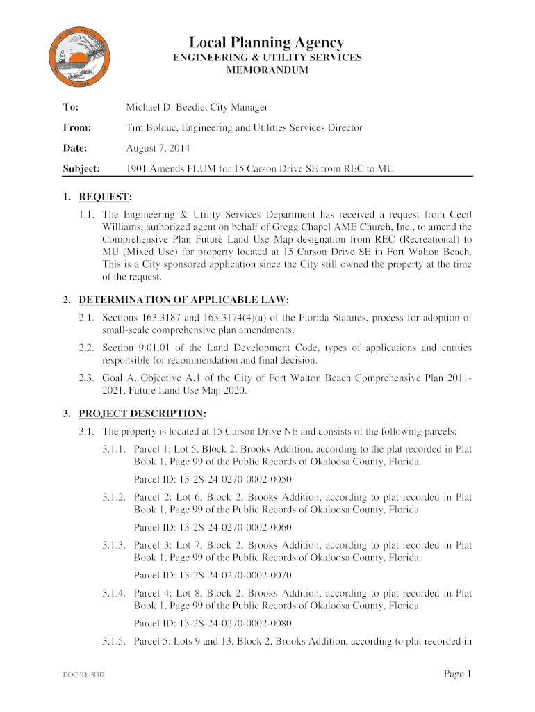 Fillable Online AN ORDINANCE OF THE CITY OF FORT WALTON BEACH, FLORIDA ...